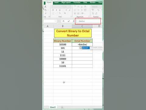 Day 32/100 | Convert Binary to Octal Number | Excel Function | #shorts #youtubeshorts #excel ...