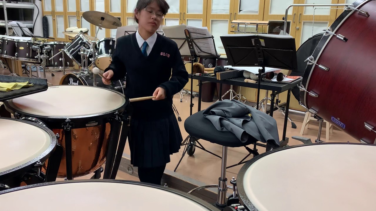 [practice #1] A Japanese girl playing the timpani - YouTube