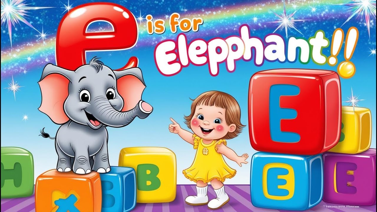 "E is for Elephant! 🐘 | Letter E Song for Kids | Learn ABC Phonics with ...