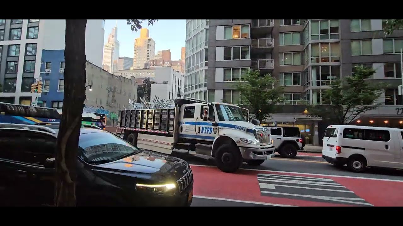 NYPD Barriers Passing By On 34th Street In Midtown, Manhattan, New York ...