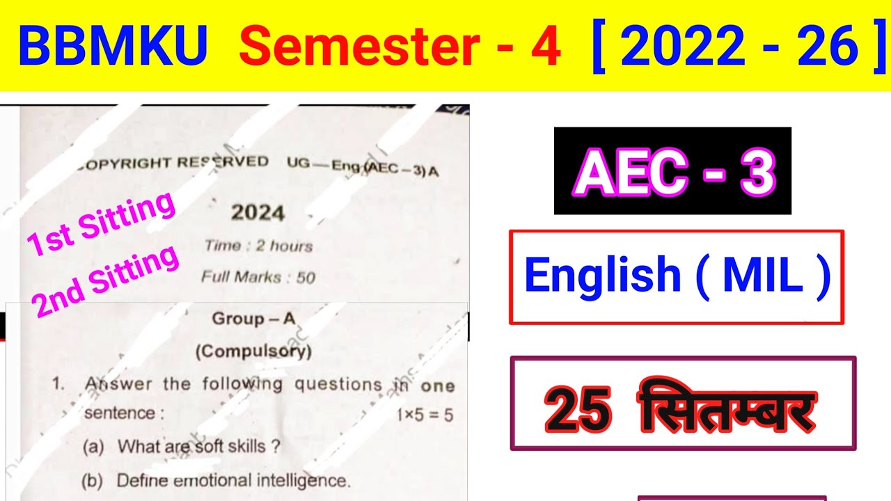 Semester 4 AEC English Important Question l bbmku sem 4 AEC English question paper l English ...