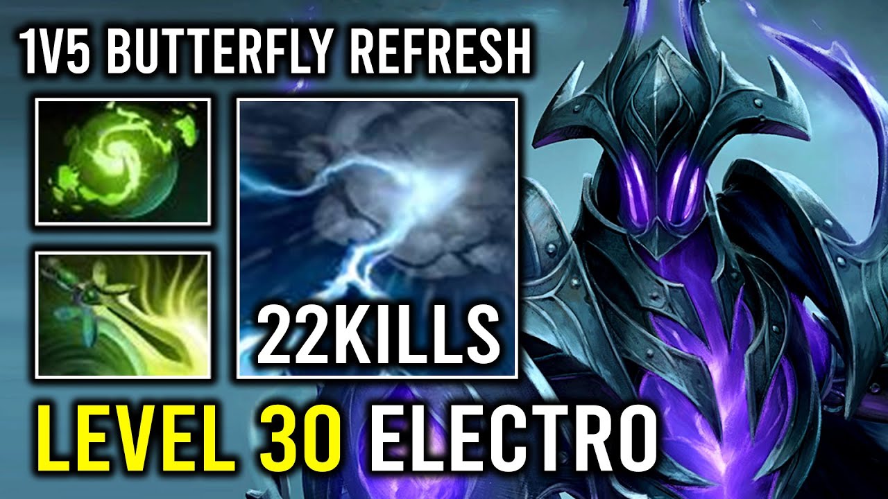 CRAZY 1v5 Unlimited Electro Lightning Butterfly + Refresher Late Game Level 30 Razor Dota 2 ...