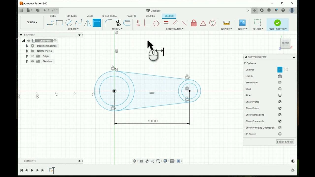 Fusion 360 - Demo fully constrained sketch - circles/arcs/lines - YouTube