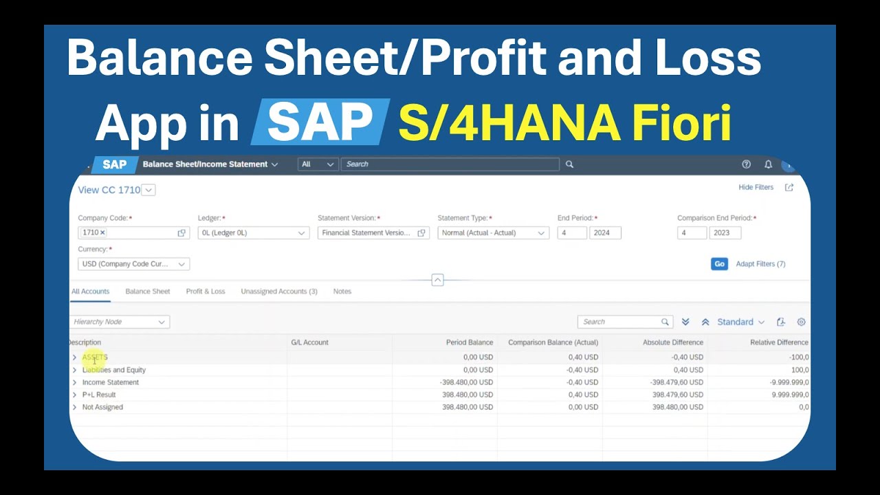 Balance Sheet and Income Statement in SAP S/4HANA (F0708) - YouTube