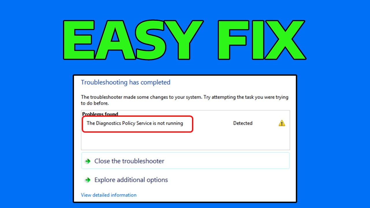 How To Fix Diagnostics Policy Service is Not Running - YouTube
