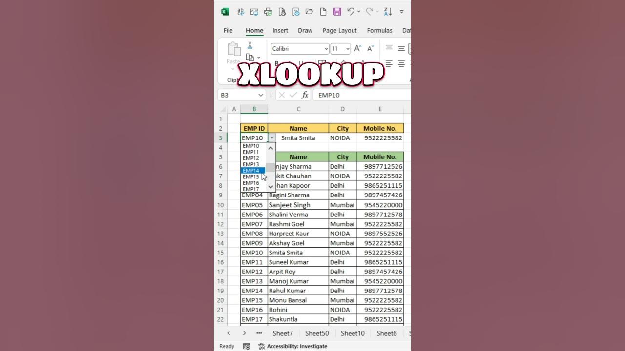 XLOOKUP Function in Excel #shorts #ytshorts #excelshorts - YouTube