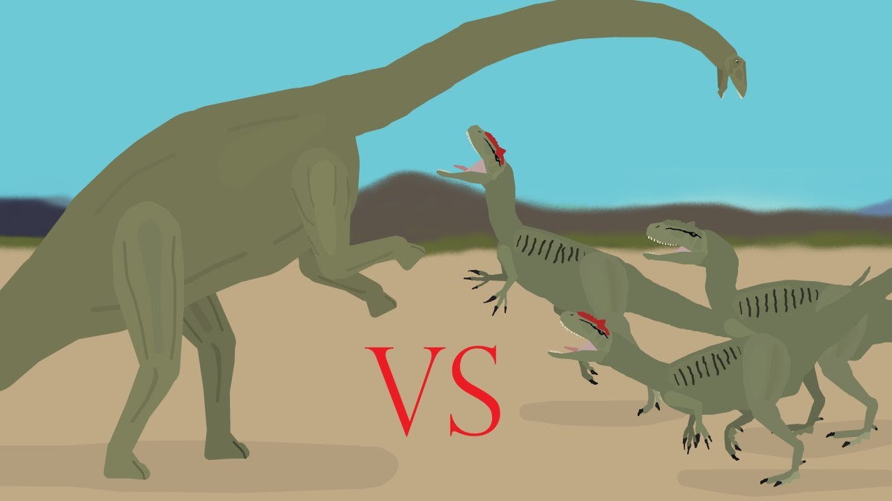 Allosaurus Pack vs Juvenile Diplodocus-Pivot Animation - YouTube