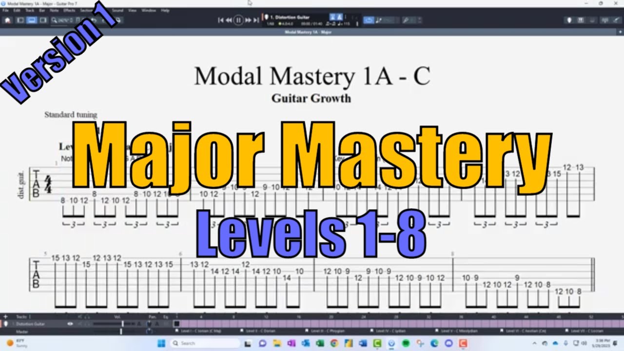 Modal Mastery from C: Levels 1-8 (v1) | Alt. Picking [Exercise] - YouTube
