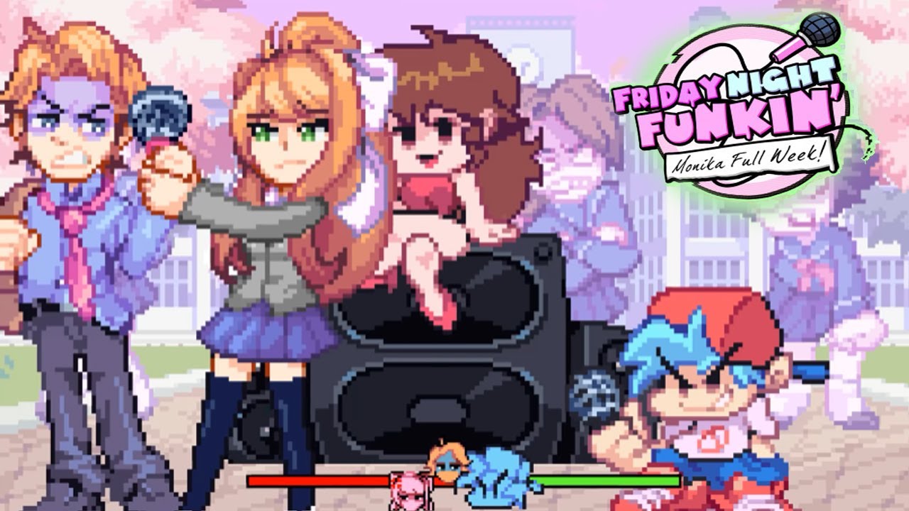 Friday Night Funkin': Monika (Full week) (Hard) Fandub Latino - YouTube