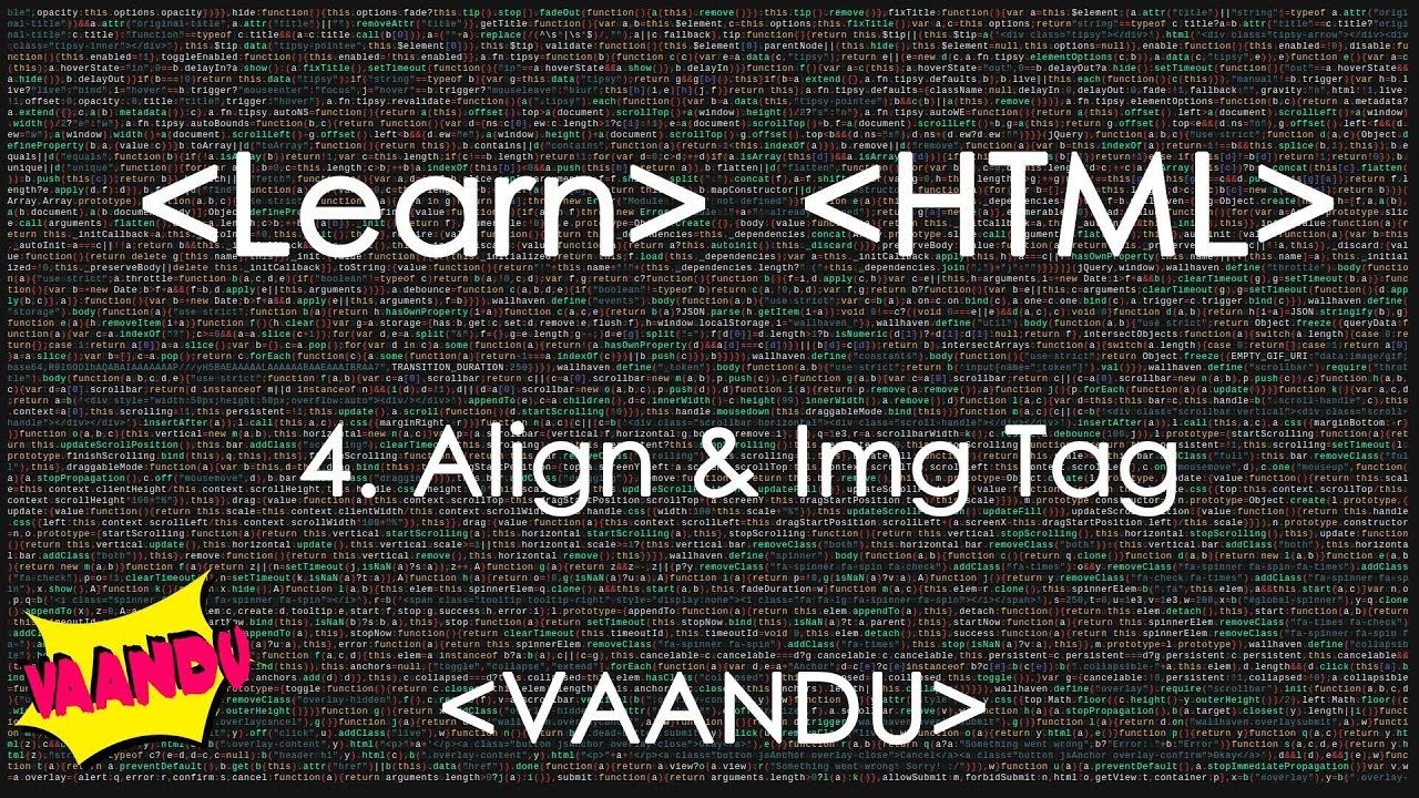 Learn HTML in Tamil - 4. Paragraph Align & Image Tag - VAANDU - YouTube