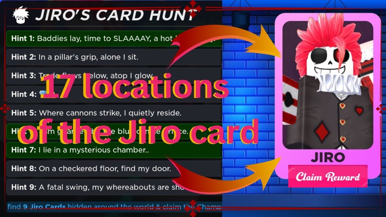 *New * All the 17 locations of the JIRO Cards 🃏*Roblox Death Ball ...