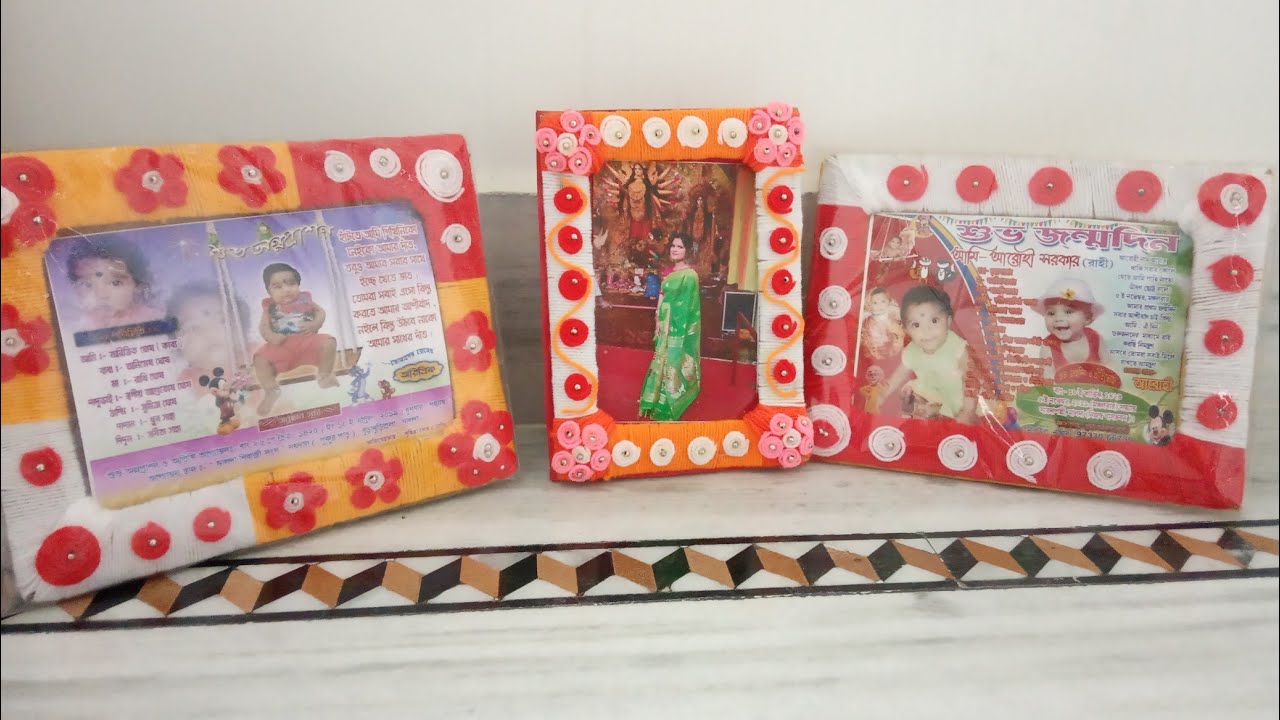 How to make unique photo frame at home ll Hand made photo frame - YouTube