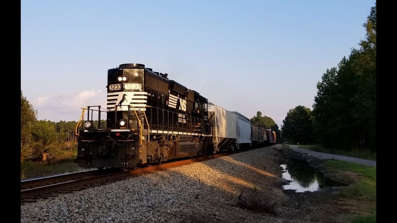 NS P28 at Dry Branch Rd with SD40-2 3233 leading LHF - YouTube