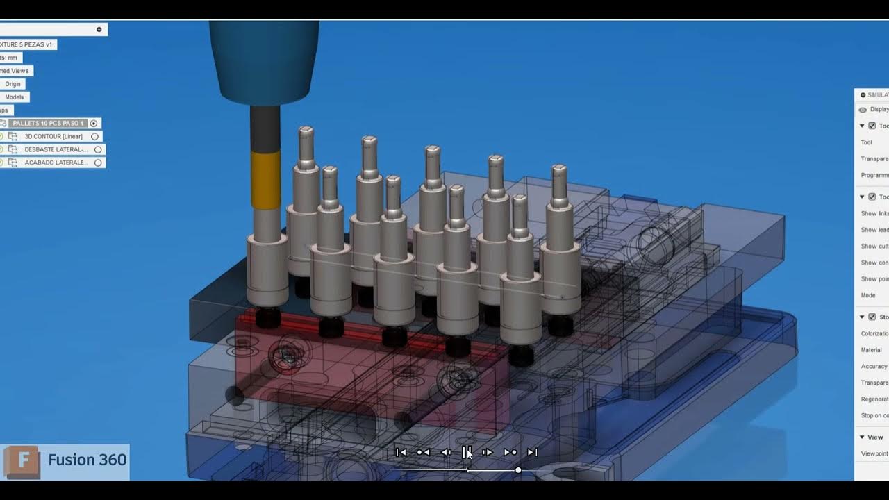 Fusion 360 / CAM | Create toolpath rectangular Pattern (crear patrón rectangular de mecanizado ...