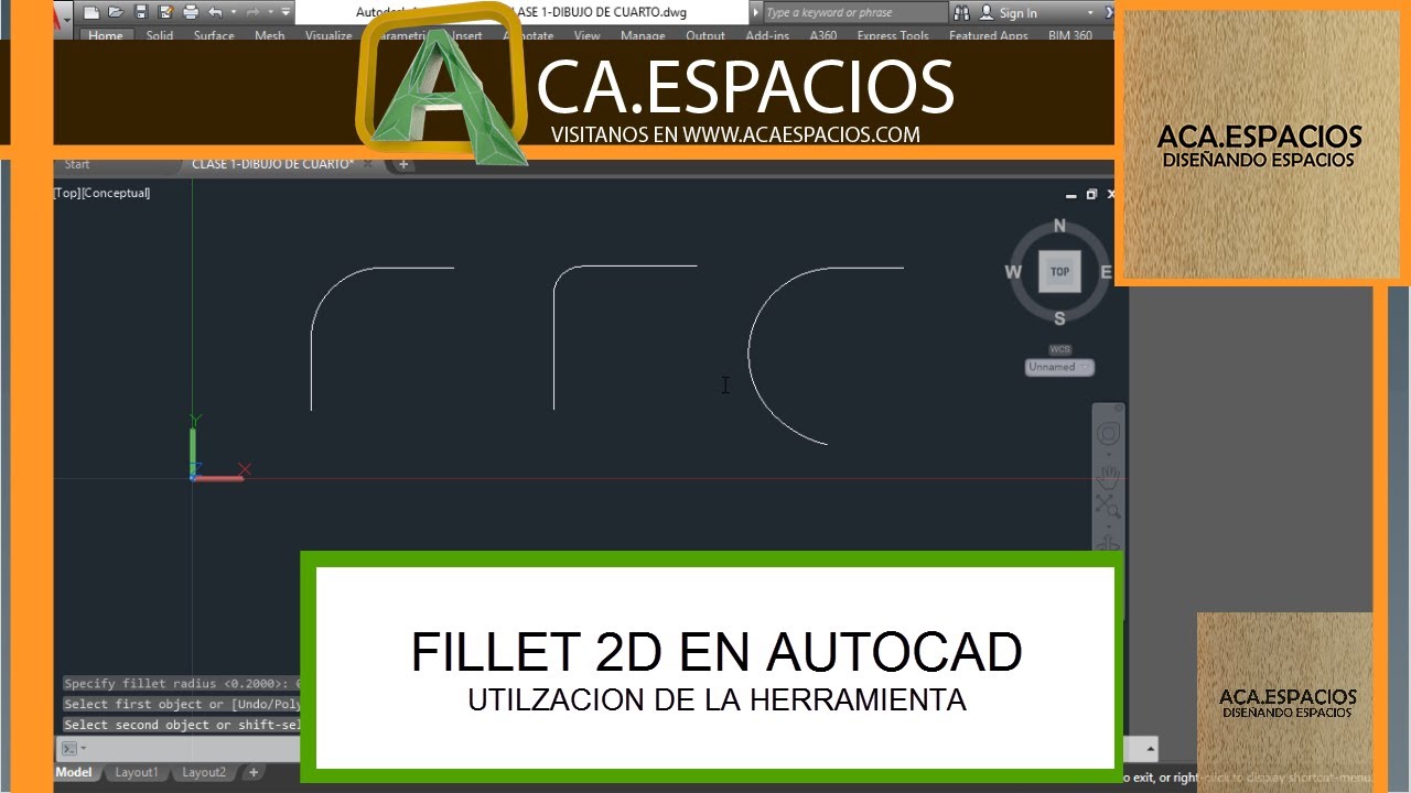 FILLET 2D EN AUTOCAD UTILIZACION DE LA HERRAMIENTA - YouTube