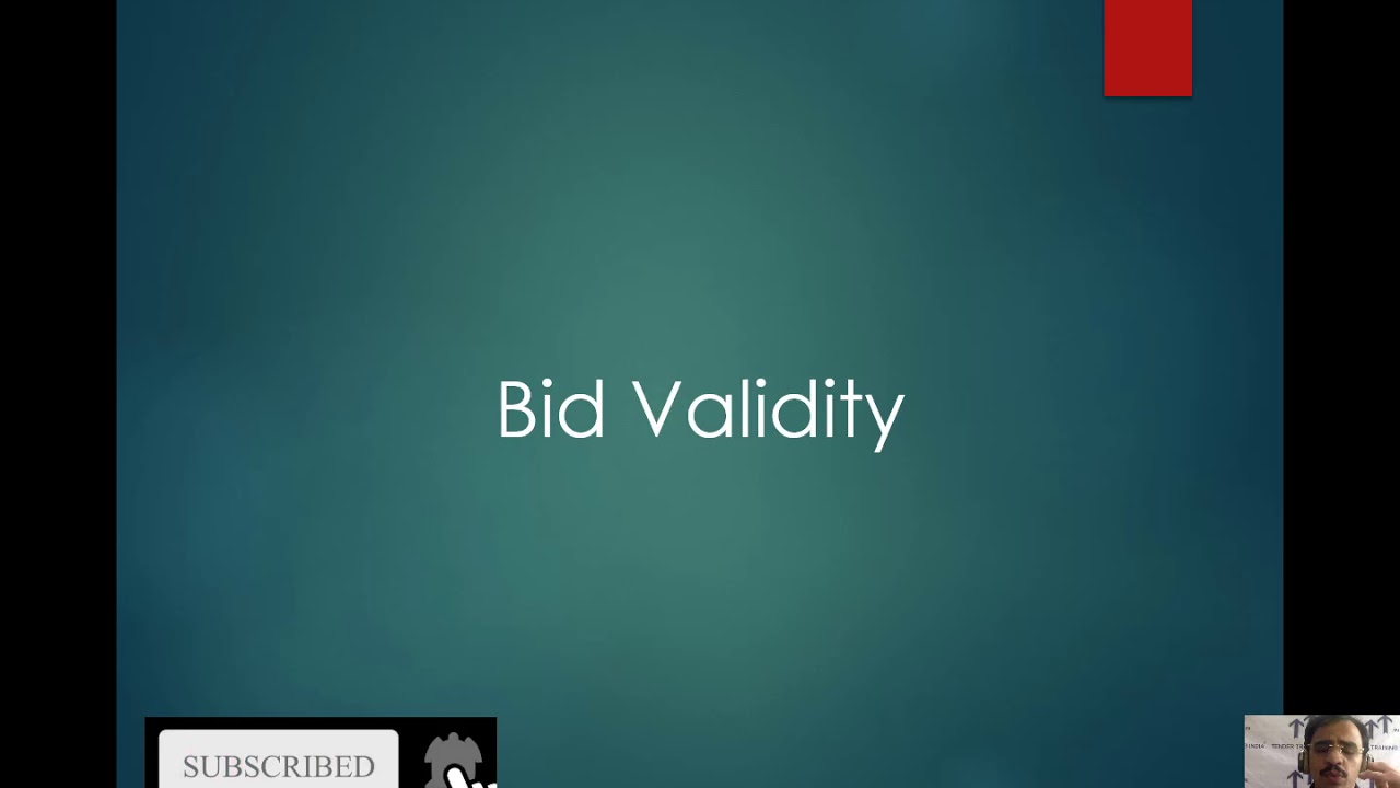 Tender Bid Validity - YouTube