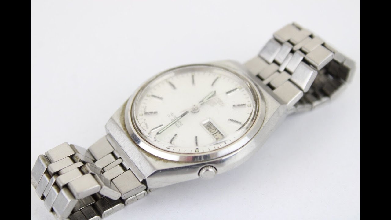 Vintage SEIKO 5 Automatic 17 Jewels White Face Mens Watch - for repair ...