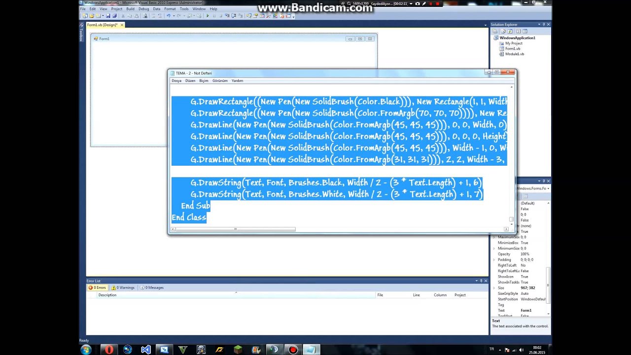 Visual Basic 2015 Tema + Kodlar nereye yazılır. - YouTube
