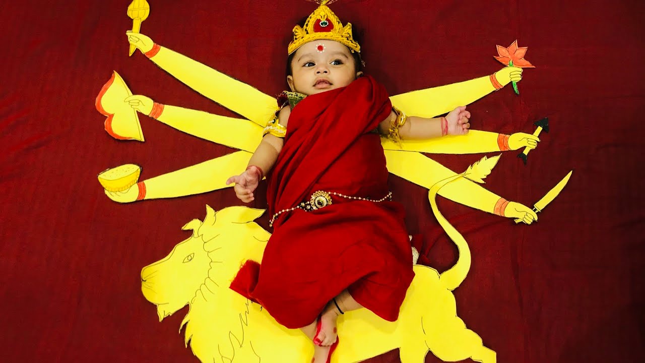 navratri theme baby photoshoot/Durga maa baby photoshoot/baby ...