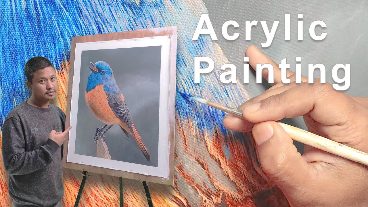 Acrylic bird painting easy - YouTube