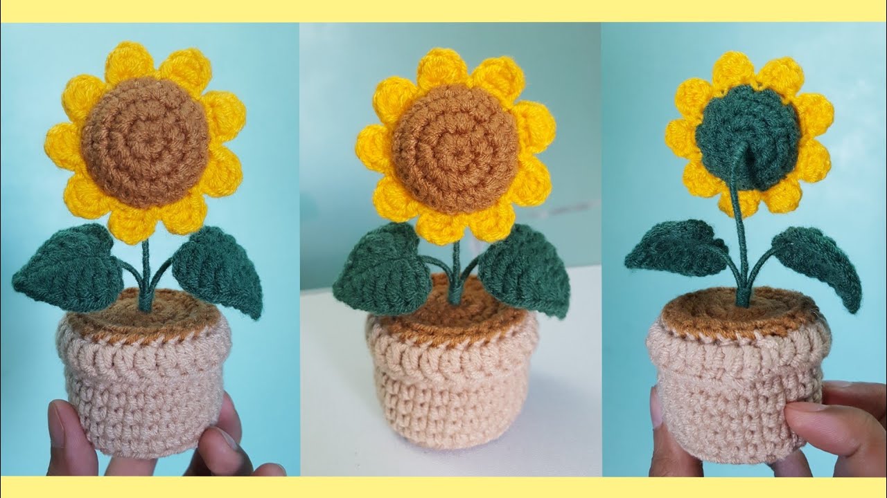 Part 2/2 How to Crochet Sunflower in a Pot | Easy Tutorial for ...