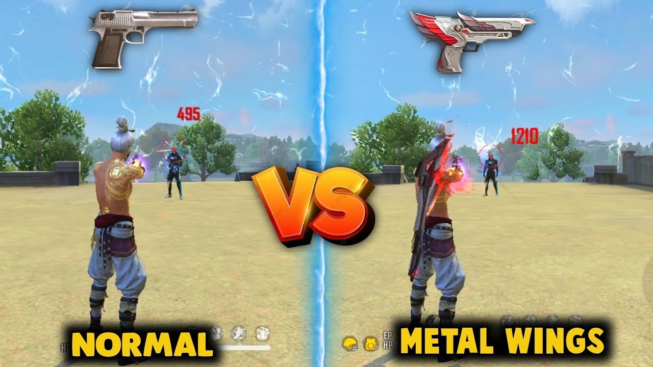 FREE FIRE NEW METAL WINGS DESERT EAGLE DAMAGE ABILITY TEST BEST ONE TAP ...