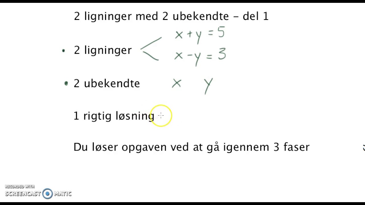 Ligninger 11: 2 ligninger med 2 ubekendte (del 1) - YouTube