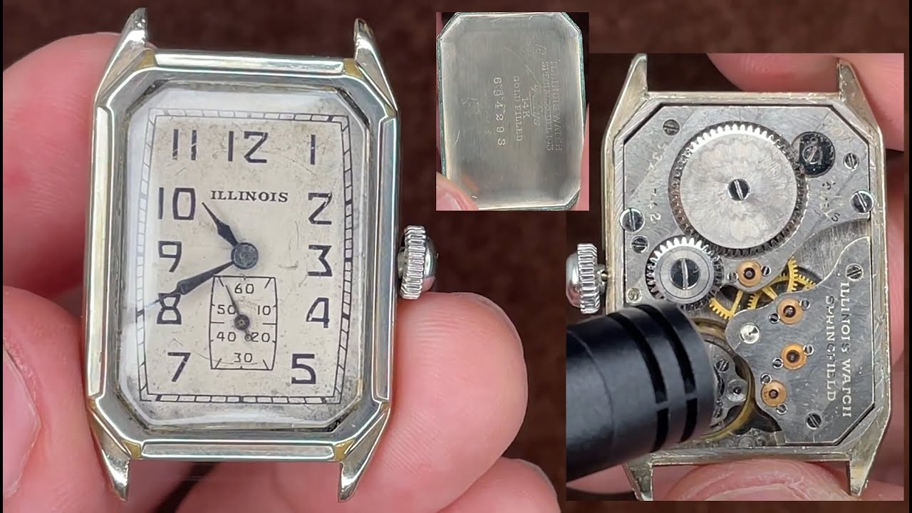 Illinois Caliber.207 U.S.A. 17 Jewels Vintage Watch Movement sound ...