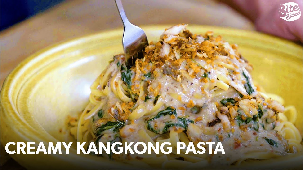 How To Make Creamy Kangkong Pasta | Easy Filipino Veggie Pasta Recipe ...