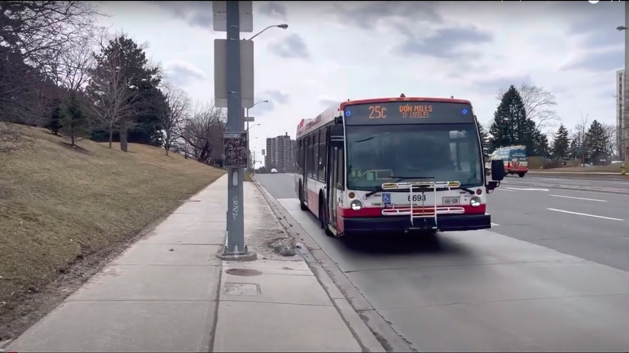TTC Route 25C Don Mills Nova Bus Ride #8693 from Finch Ave E to Steeles ...