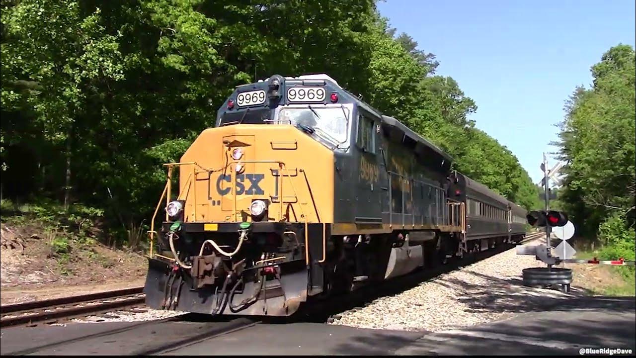 CSX W003 Track Geometry Train TGC3 along the Toe River at Altapass - YouTube