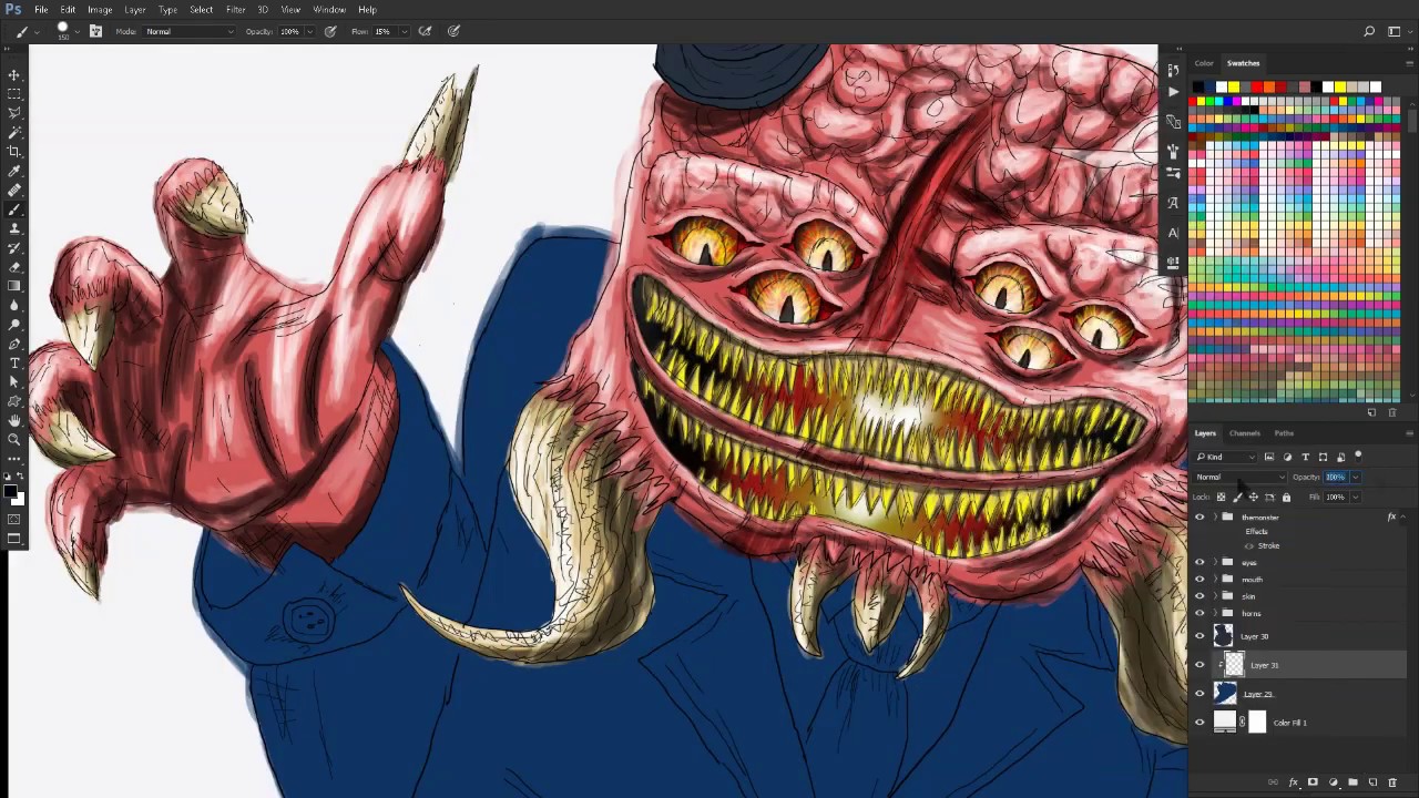 Six-Eyed Demon | Speedart Video - YouTube