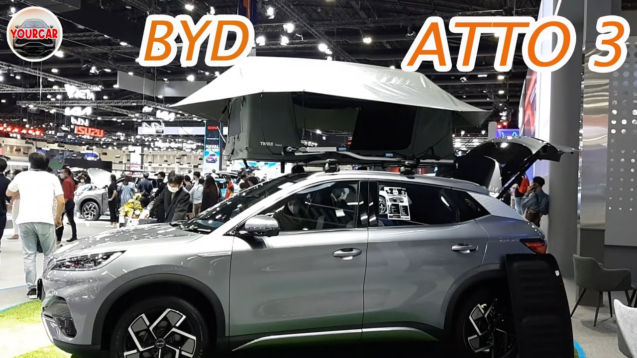 BYD ATTO 3 Boulder Grey color with Camping accessories | Exterior ...