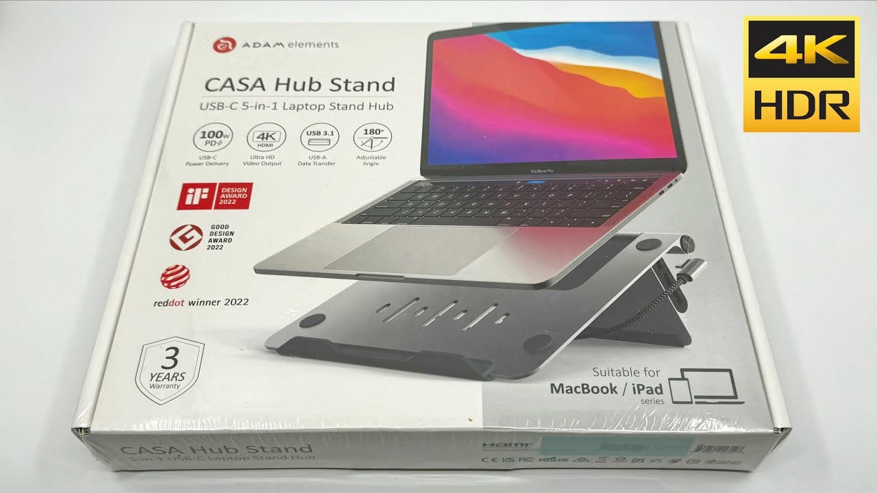 ADAM elements CASA Hub Stand | USB-C 5-in-1 Laptop Stand Hub - YouTube