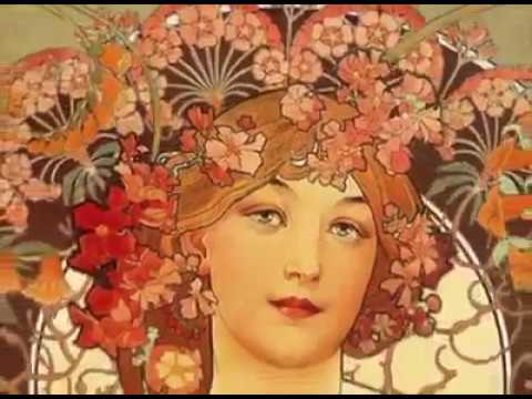 Animation of Alphonse Mucha prints with music by Eduard Strauss - YouTube