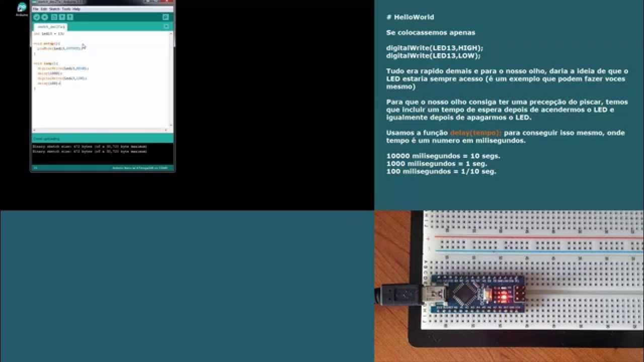 HelloWorld - Arduino Tutorial em portugues - YouTube