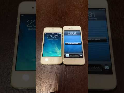 iPhone 4 on iOS 7 vs iPhone 5 on iOS 6 boot up test #shorts #iphone4 #ios7 #iphone5 #ios6