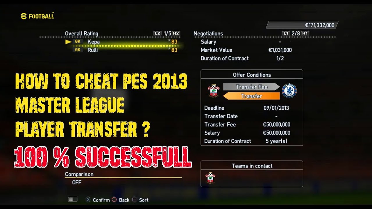 How to Cheat Player Transfers Master League PES 2013 - YouTube