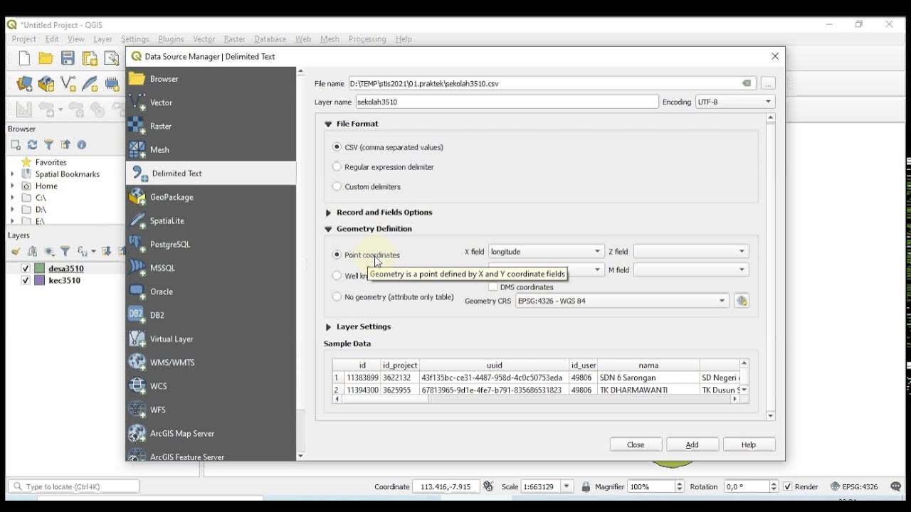 QGIS Add Delimited Text Layer (SIG-03) - YouTube