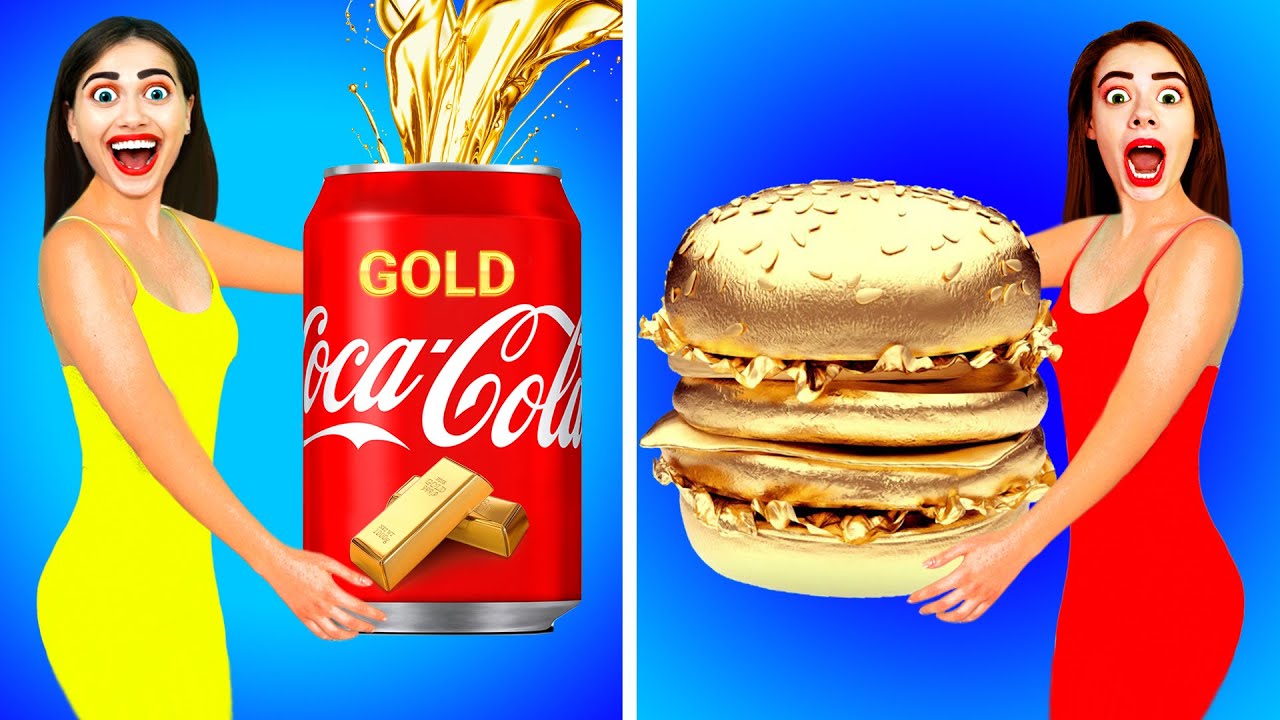 Gold Food vs Real Food Challenge - YouTube