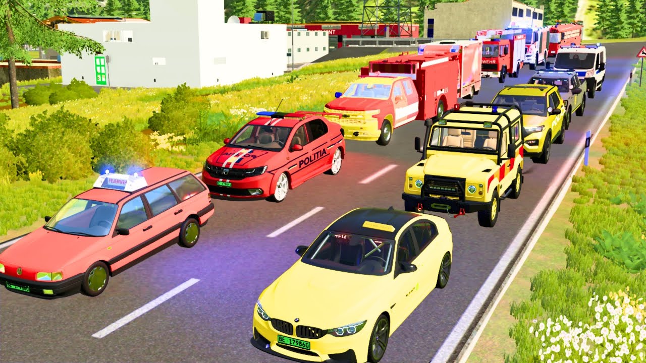 TRANSPORTING ALL CARS POLICE, BUS, FIRE TRUCK, PICKUP TO RESCUE CAR ...