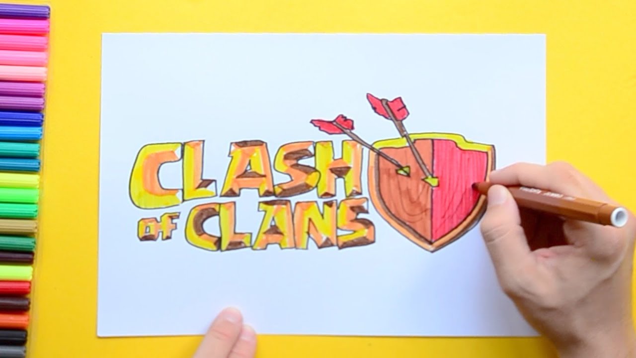 How to draw Clash of Clans Logo - YouTube