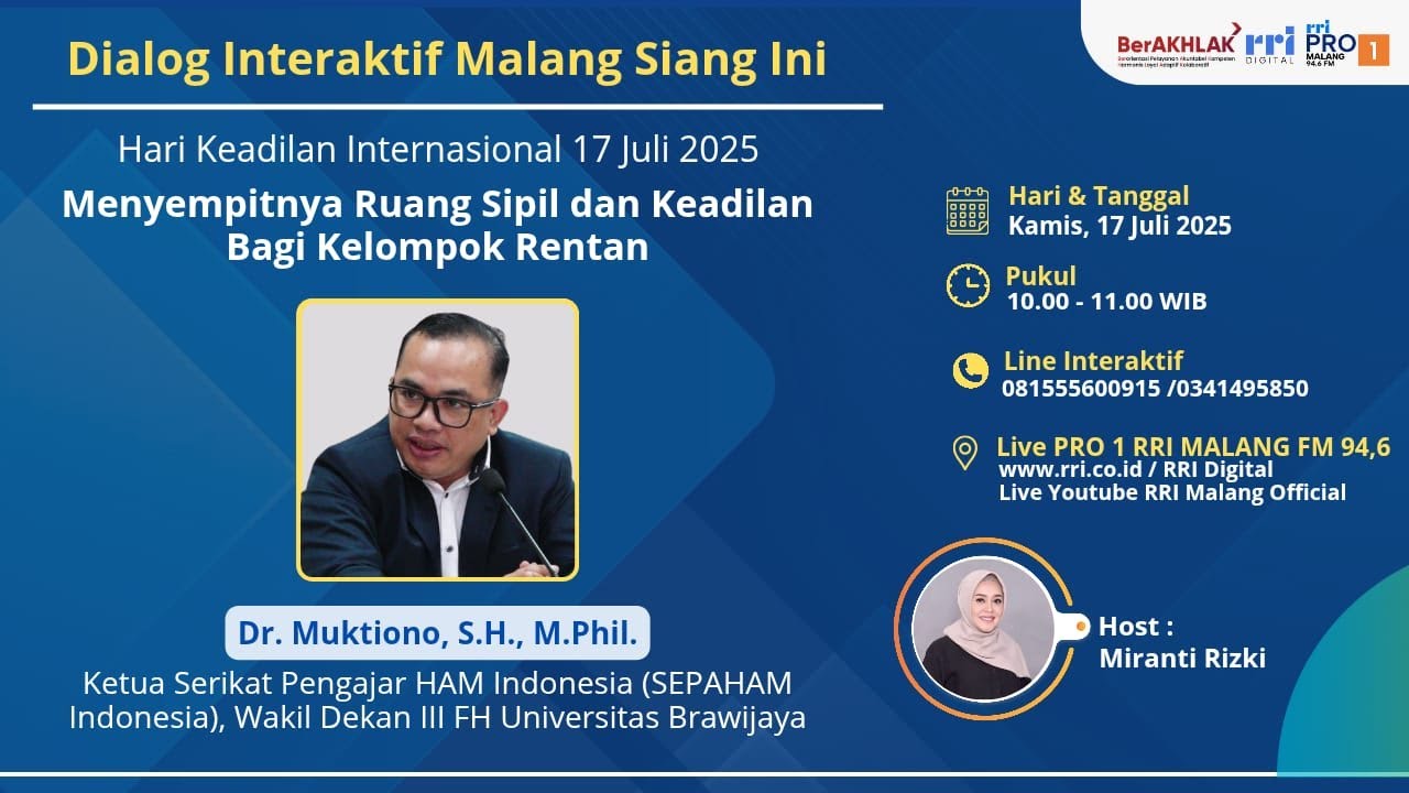 Dialog Interaktif Malang Siang Ini - Menyempitnya Ruang Sipil dan ...