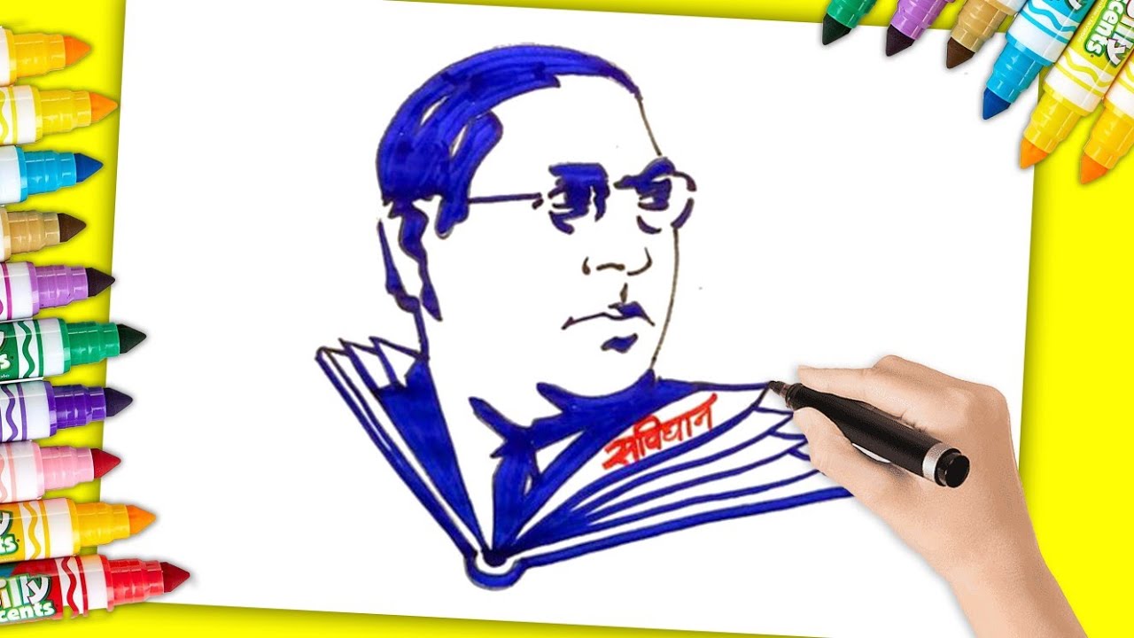 Dr BhimRao Ambedkar jayanti drawing Colouring brush pen | BR Ambedkar ...