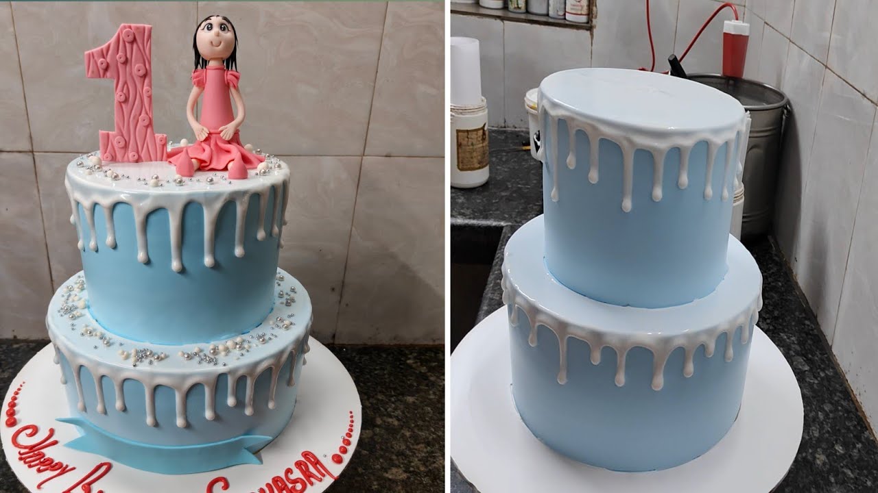 Two Step 1st Girl Birthday Cake |Two Step Birthday Cake With Fondant ...