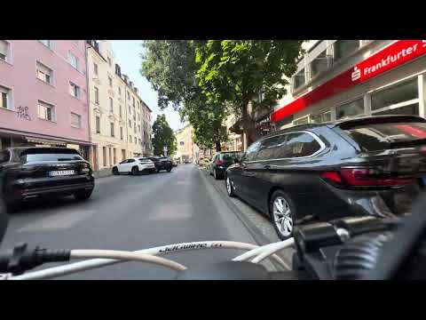 4K Almanya Frankfurt Bornheim Bisikletle Anlatım Ücretli Yol Kenarı Parkları, Kutsal Roma Cermen İmp