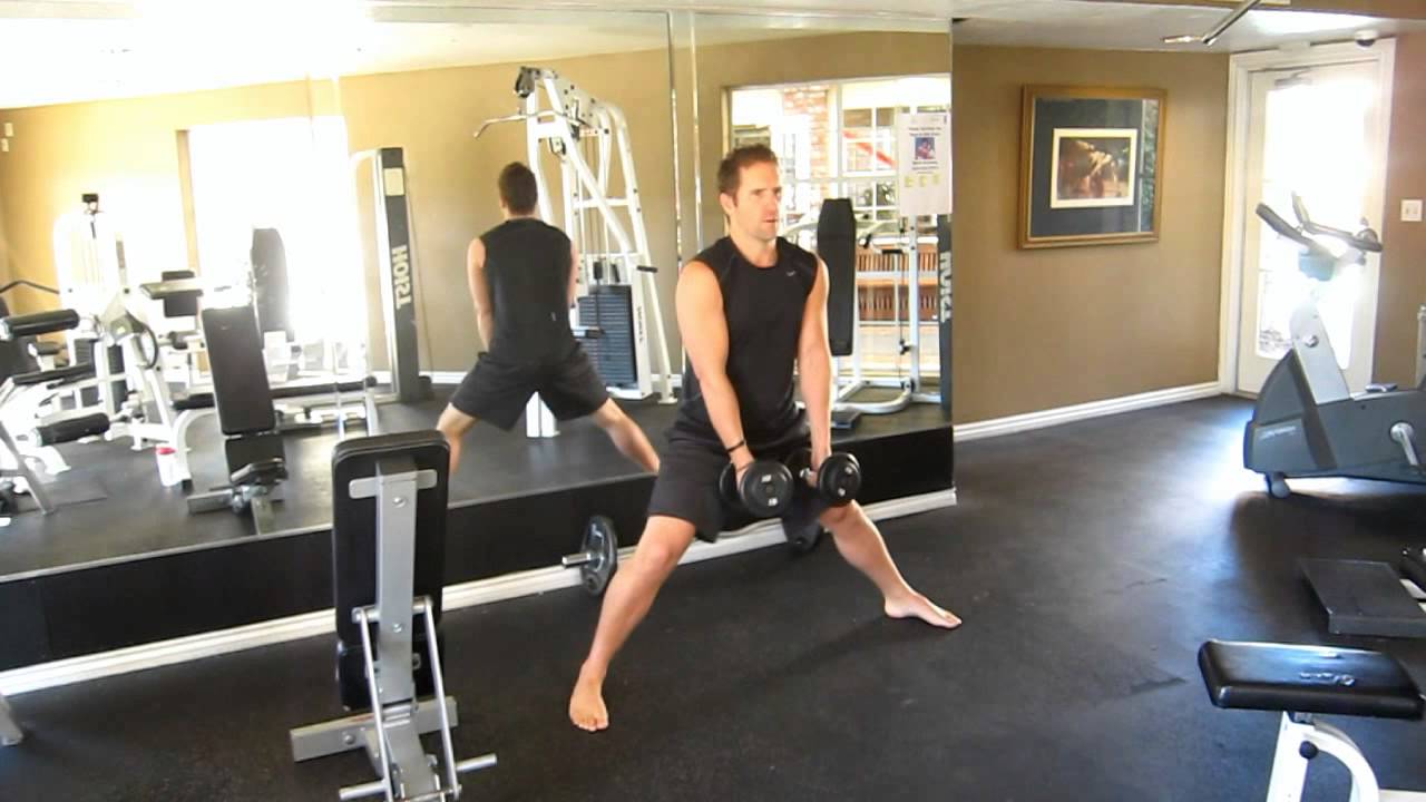 Lateral Squat - Dumbbells Low - YouTube