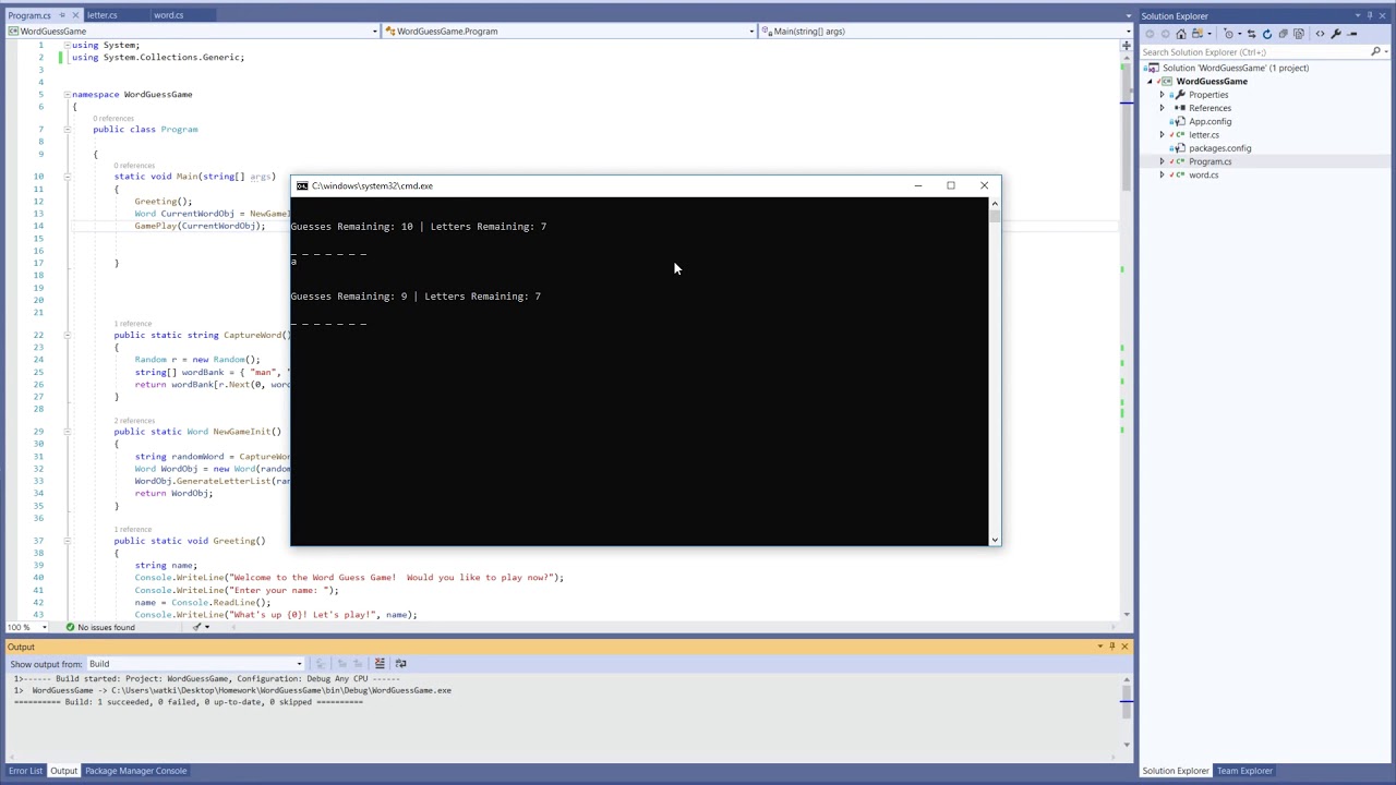 C# Word Guess Game - YouTube