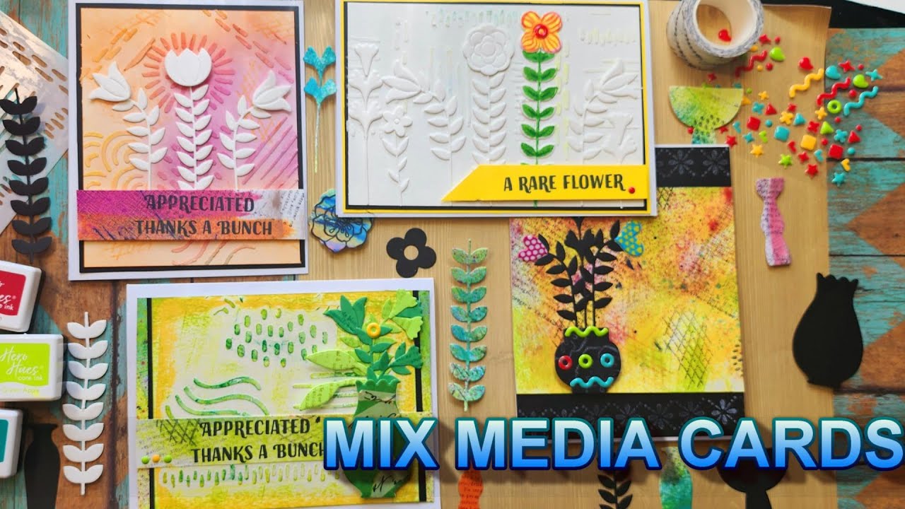 Mix media Cards with Hero Arts - YouTube