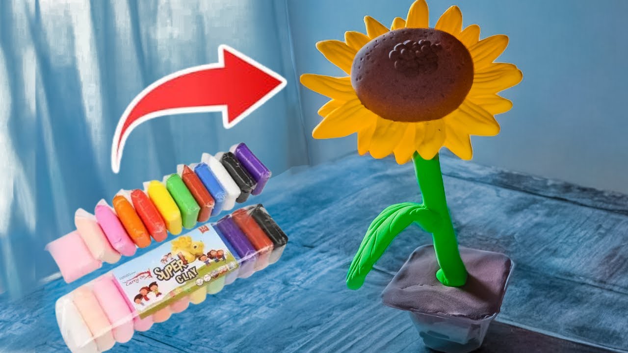 DIY Sunflower with Super Clay | How to Make a Flower with Clay ...